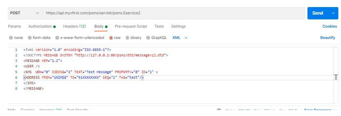SMS-MT Example of Sending Text Messages